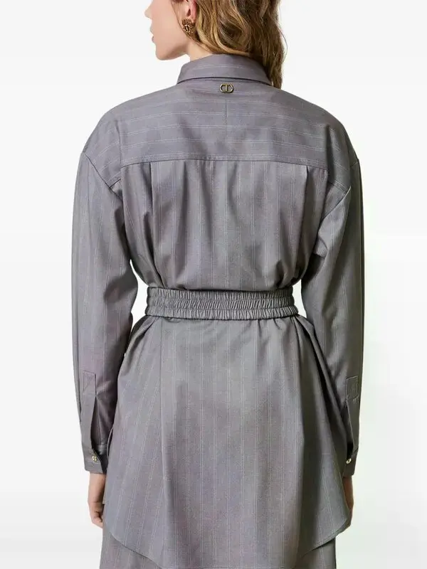 TWINSET Pinstripe-print Belted Shirt