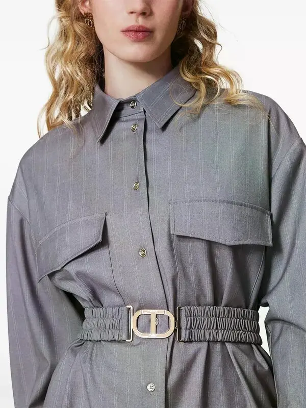 TWINSET Pinstripe-print Belted Shirt