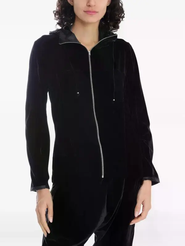 AMIR SLAMA Velour Hooded Jacket - Black