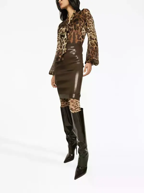 Dolce & Gabbana Leopard-print Silk Chiffon Pussy-bow Blouse