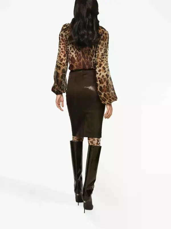 Dolce & Gabbana Leopard-print Silk Chiffon Pussy-bow Blouse