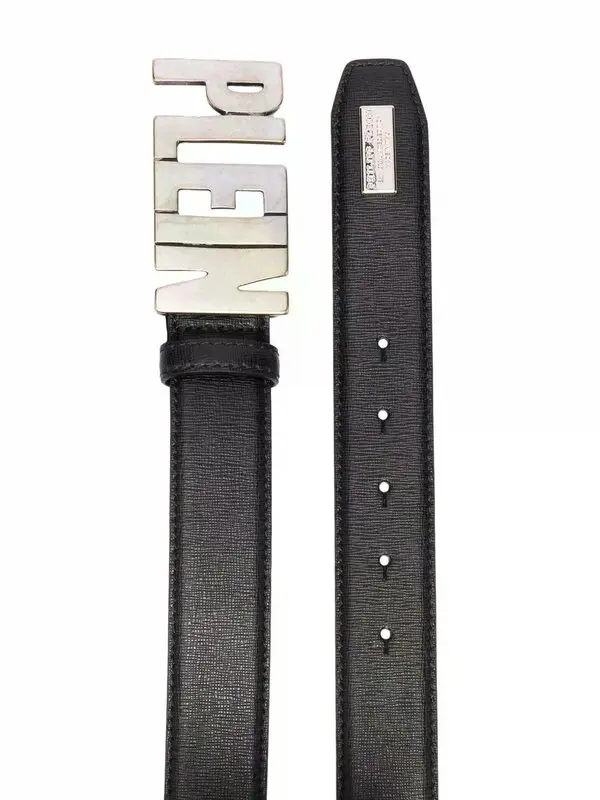 Philipp Plein Logo Plaque Leather Belt