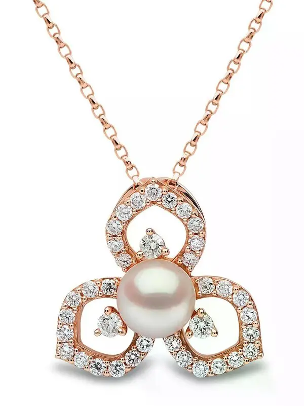 Yoko London 18kt Rose Gold Akoya Pearl And Diamond Necklace - Pink