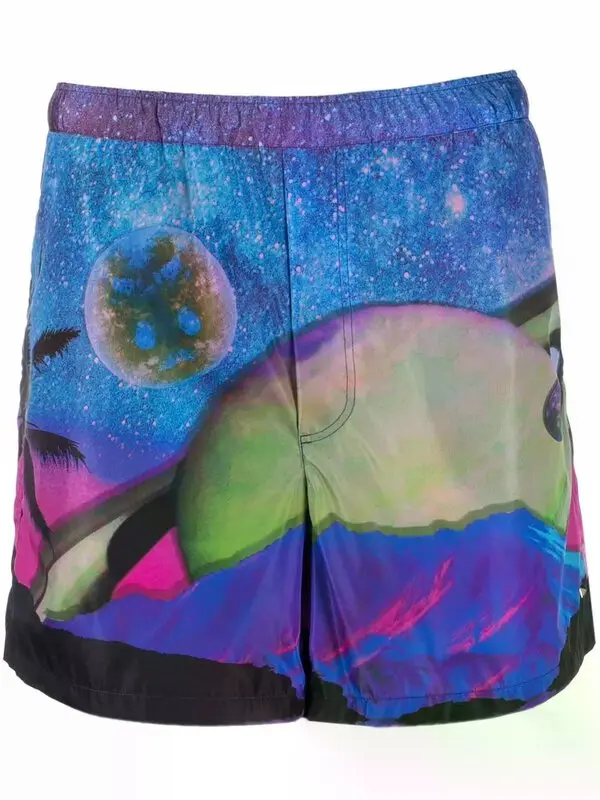 Valentino Garavani Graphic-print Swim Shorts - Blue