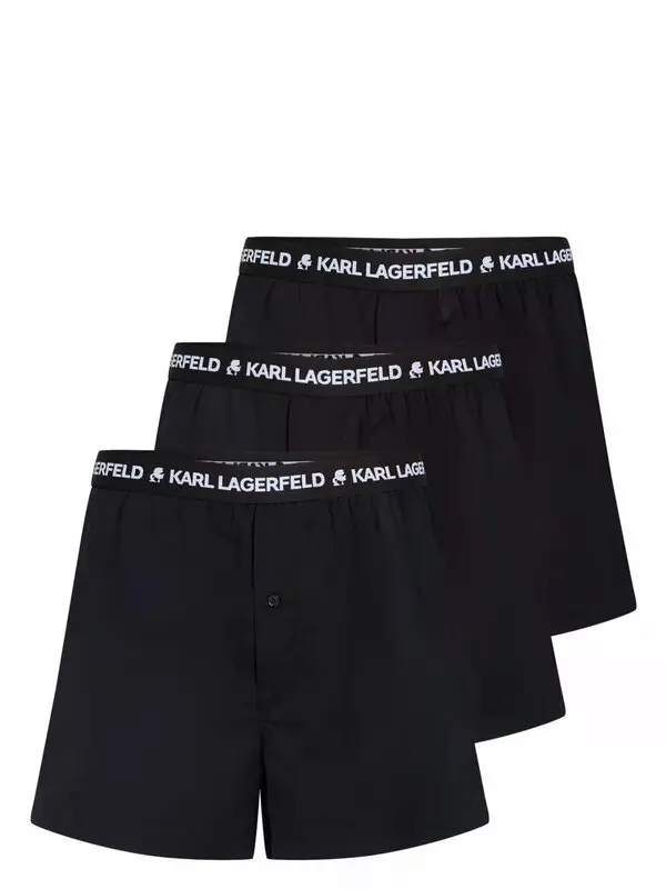 Karl Lagerfeld Logo-waistband Woven Boxer Shorts - Black