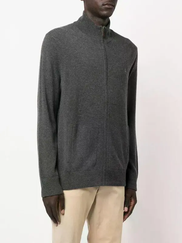 Polo Ralph Lauren Embroidered-logo Zip-up Cardigan - Grey