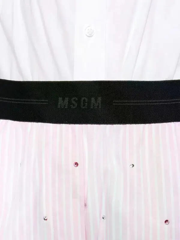 MSGM Rhinestone-embellished Striped Shorts