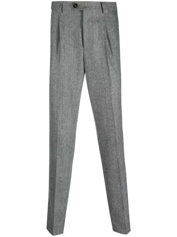 Brunello Cucinelli Pressed-crease Virgin Wool Trousers - Grey