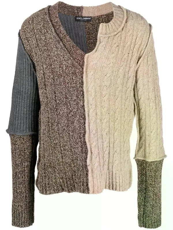 Dolce & Gabbana Asymmetric-neck Patchwork Jumper
