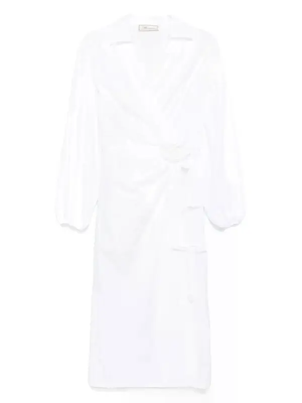 Blumarine Rose-appliqué Poplin Midi Dress - White