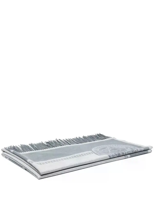Versace Icon Cashmere-silk Fringed Blanket - Grey