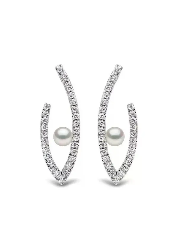 Yoko London 18kt White Gold Akoya Pearl And Diamond Earrings - Silver