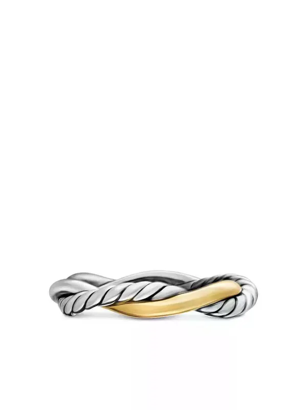 David Yurman 14kt Yellow Gold Petite Infinity Band Ring - Silver