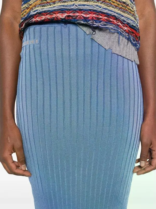 Marni Jacquard-logo Ribbed Maxi Skirt