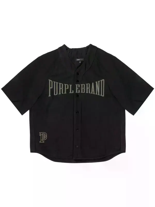 PURPLE BRAND Logo-print Cotton Shirt - Black