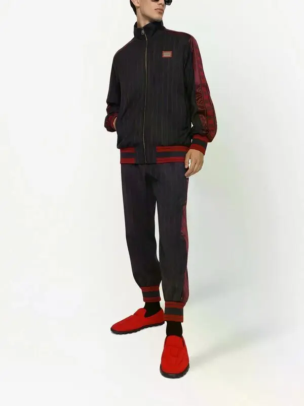 Dolce & Gabbana Pinstripe Logo-tape Track Jacket