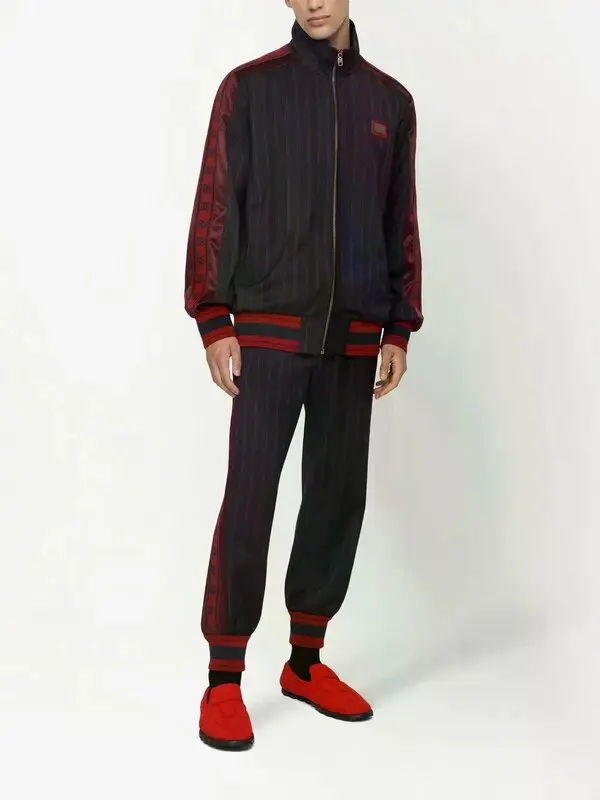 Dolce & Gabbana Pinstripe Logo-tape Track Jacket