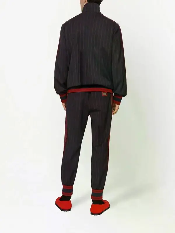 Dolce & Gabbana Pinstripe Logo-tape Track Jacket
