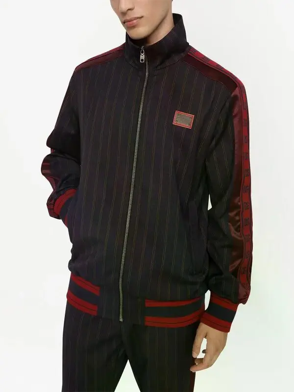 Dolce & Gabbana Pinstripe Logo-tape Track Jacket