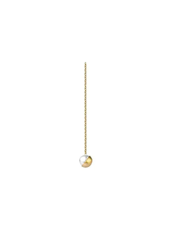 Shihara Half Pearl Chain Earring 135 - Metallic