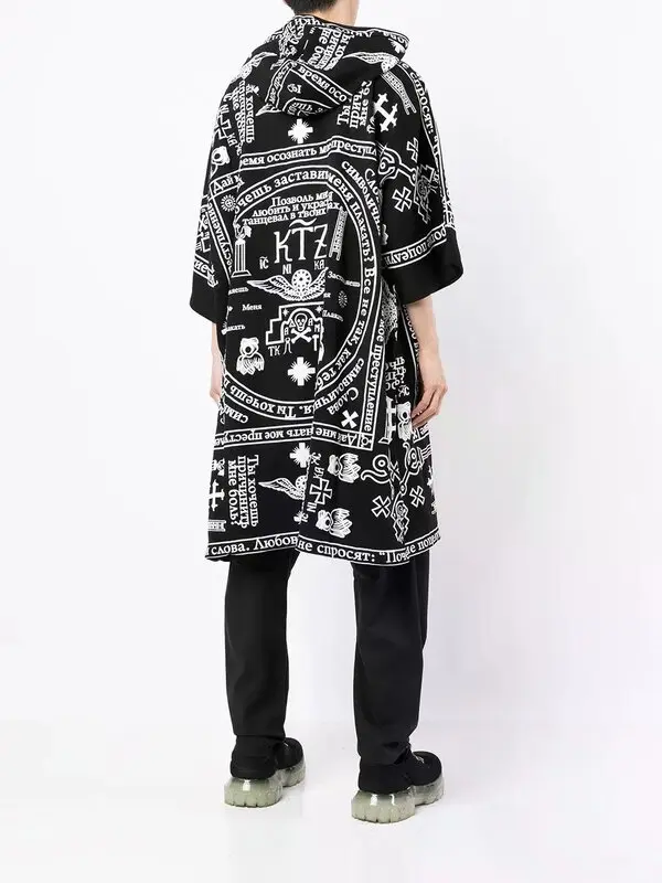 KTZ Hooded Kaftan With All-over Graphic Print