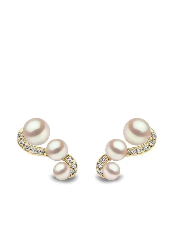 Yoko London 18kt Yellow Akoya Pearl And Diamond Earrings - Gold