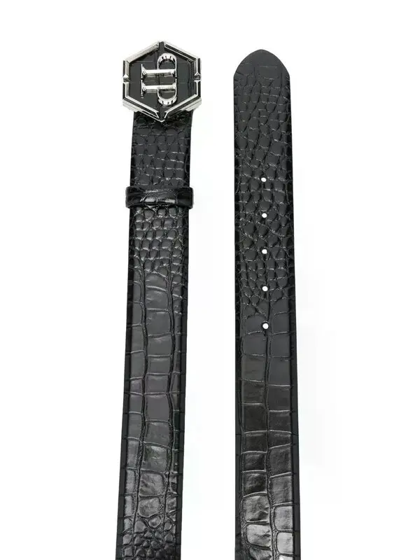 Philipp Plein Hexagon Logo-buckle Leather Belt