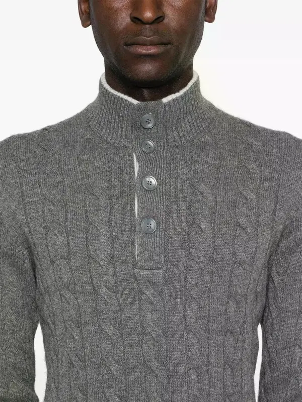 BARBA NAPOLI Cable-knit Virgin Wool-cashmere Sweater - Grey