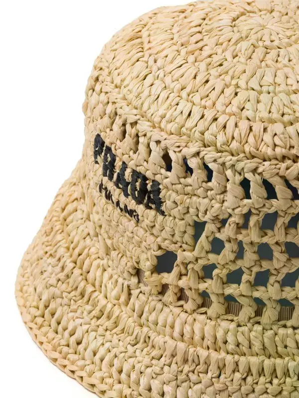 Prada Crochet Bucket Hat - Neutrals