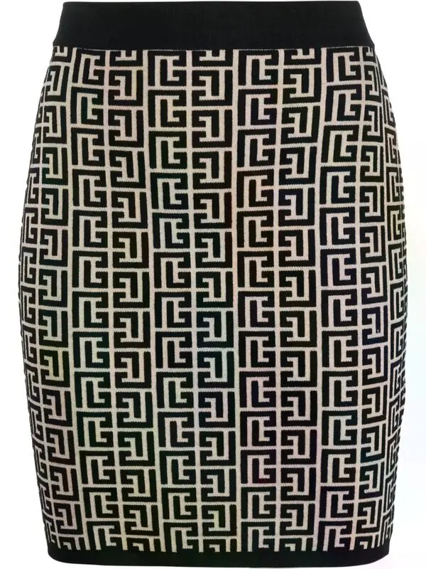 Balmain Monogram Jacquard Miniskirt - Black