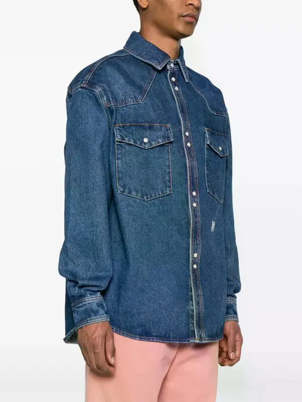 Palm Angels Logo-embroidered Denim Shirt