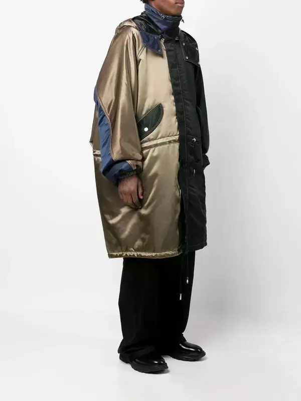FENG CHEN WANG Oversized Colour-block Hooded Coat