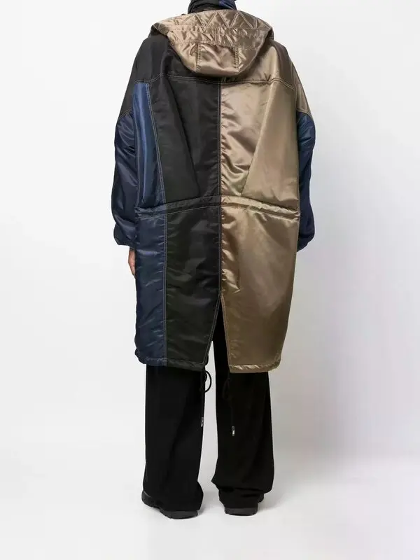 FENG CHEN WANG Oversized Colour-block Hooded Coat