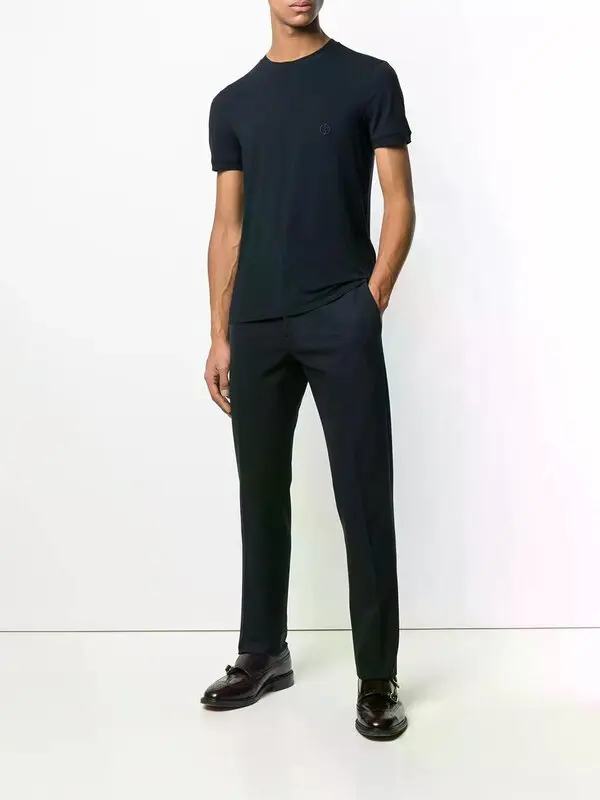Giorgio Armani Embroidered Logo T-shirt - Blue
