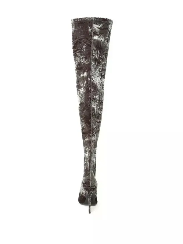 Saint Laurent Ella 110mm Thigh-high Velvet Boots - Green