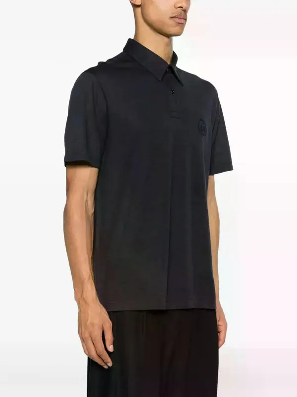 Brioni Logo-embroidered Wool Polo Shirt - Blue