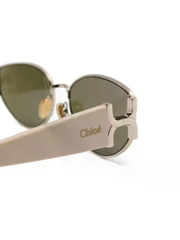 Chloé Taupe And Gold-tone Metal Cat Eye Sunglasses