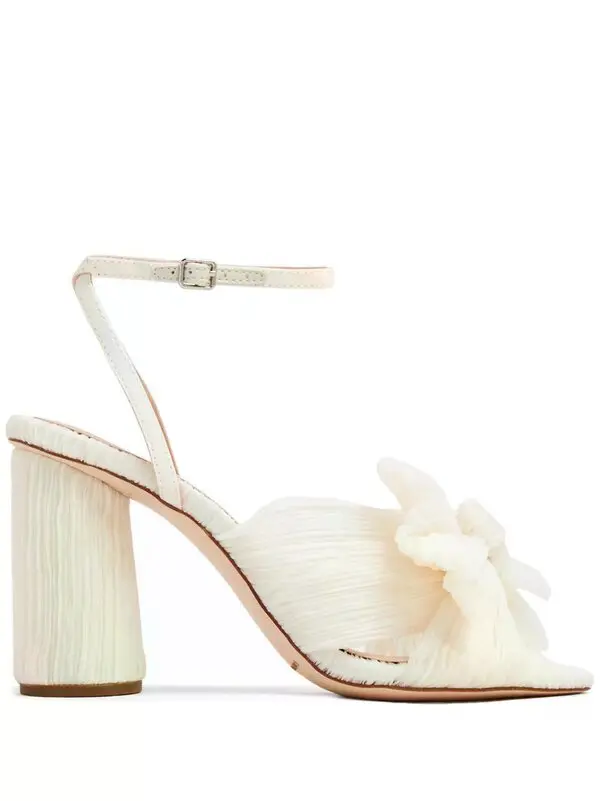 LOEFFLER RANDALL Camellia Pleated Bow Sandals - Neutrals