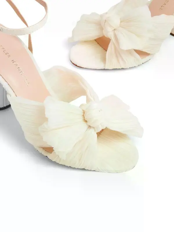LOEFFLER RANDALL Camellia Pleated Bow Sandals - Neutrals