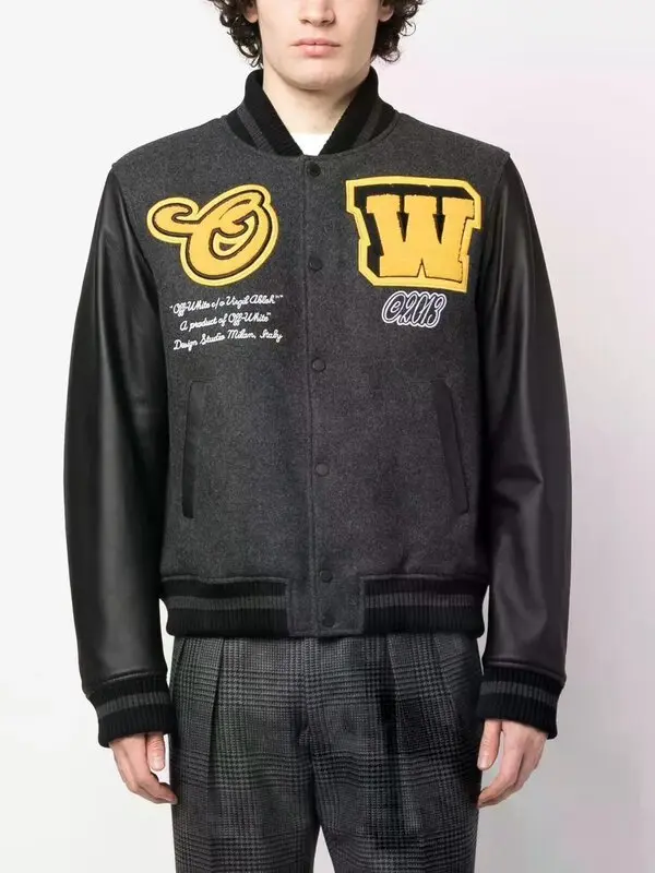 Off-White Logo-patch Varsity Bomber Jacket