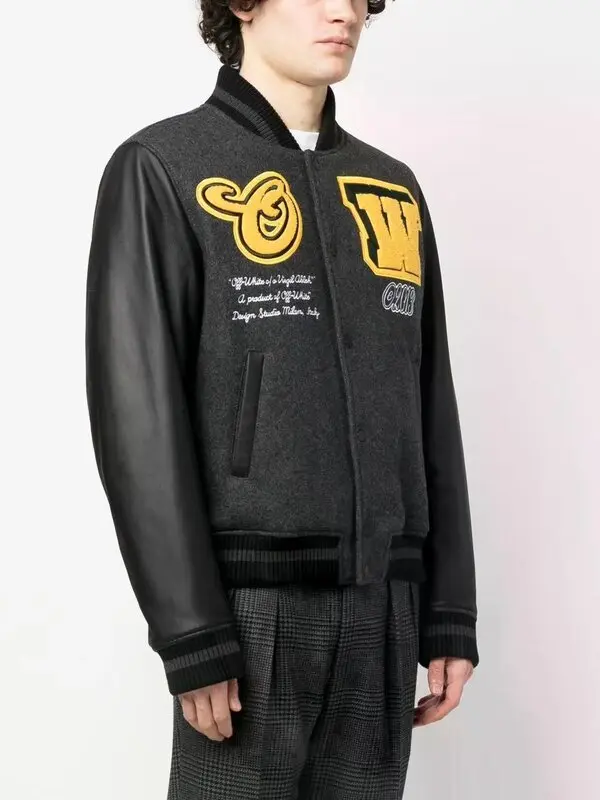Off-White Logo-patch Varsity Bomber Jacket