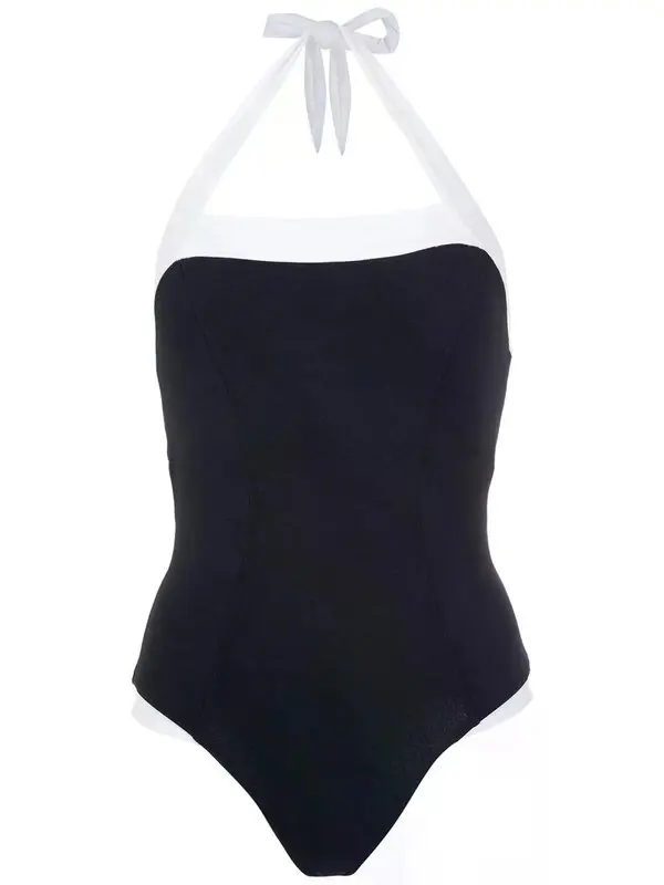 AMIR SLAMA Two-tone Halterneck Swimsuit - Black