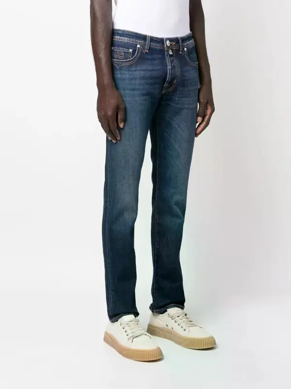 Jacob Cohen Embroidered-logo Slim Jeans - Blue