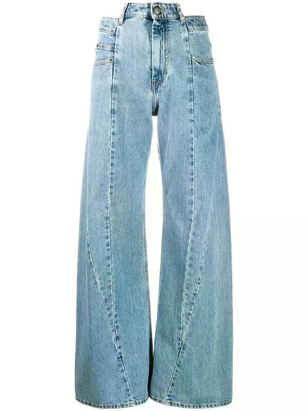 MAISON MARGIELA Paneled Wide-leg Jeans - Blue