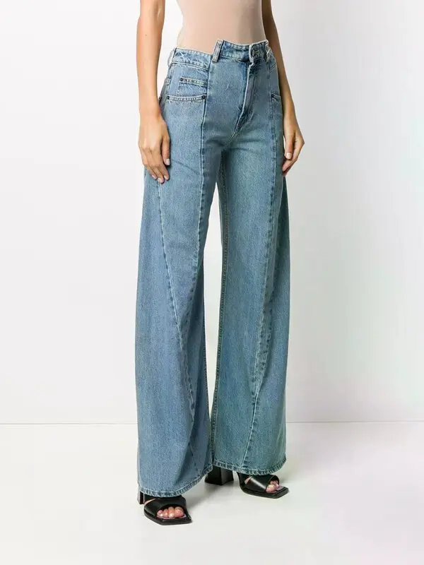 MAISON MARGIELA Paneled Wide-leg Jeans - Blue