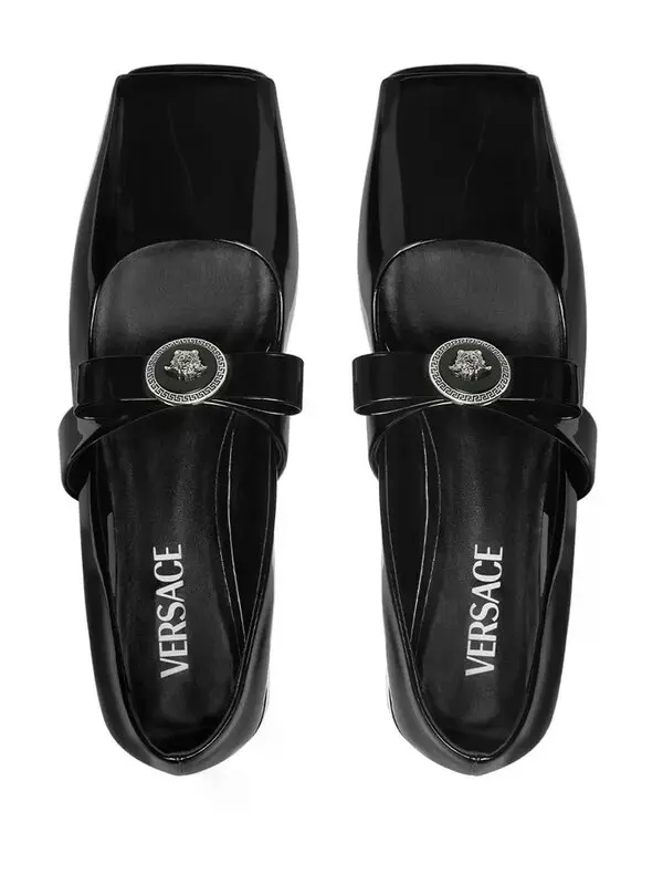 Versace Medusa-head Leather Ballerina Shoes