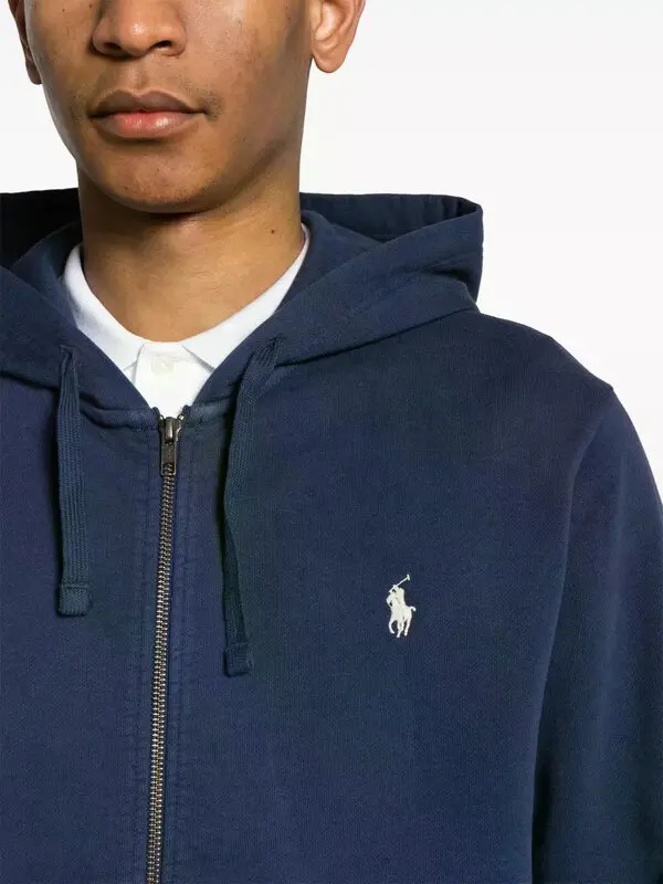 Polo Ralph Lauren Polo Pony-embroidered Cotton Hoodie - Blue