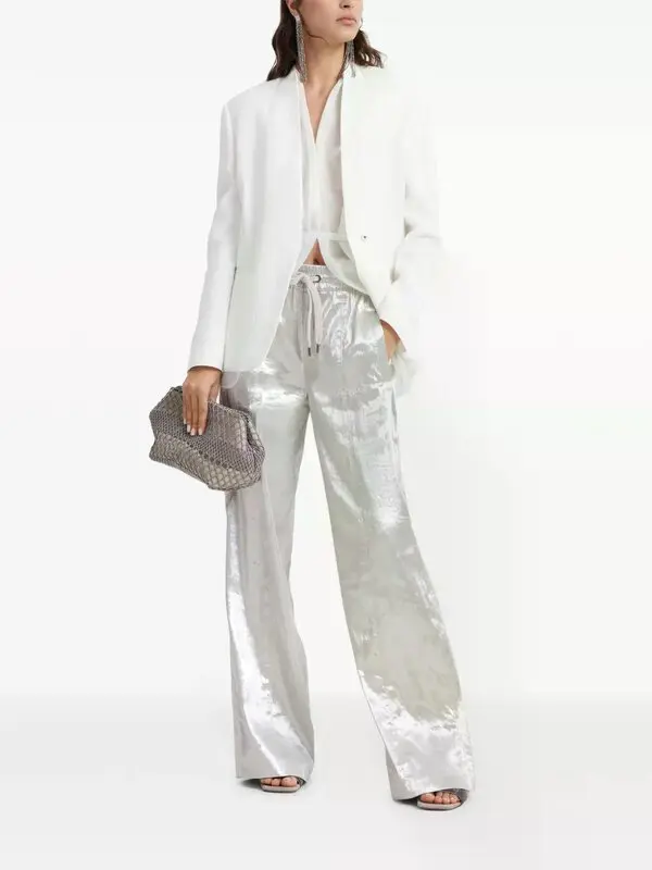 Brunello Cucinelli Metallic Wide-leg Trousers
