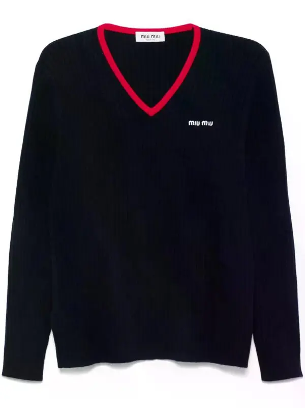 Miu Miu Cashmere Blend V-neck Sweater