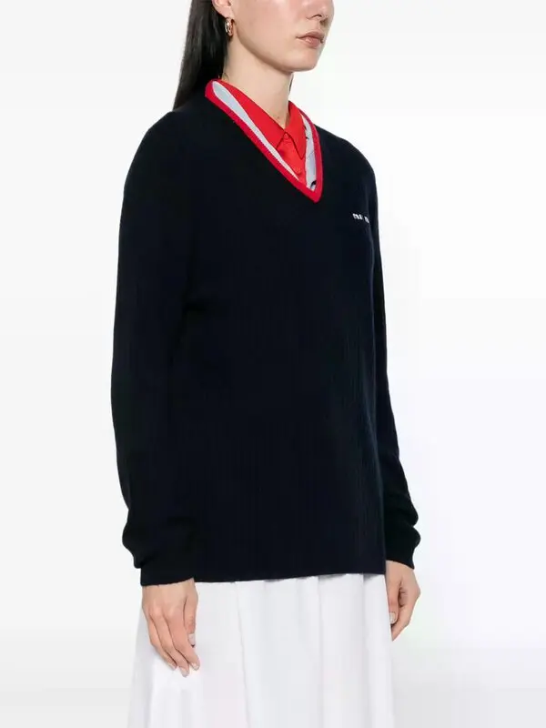 Miu Miu Cashmere Blend V-neck Sweater
